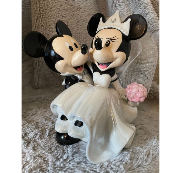 Disney | Other | Vintage Minnie Mickey Mouse Bride Groom Porcelain Cake ...